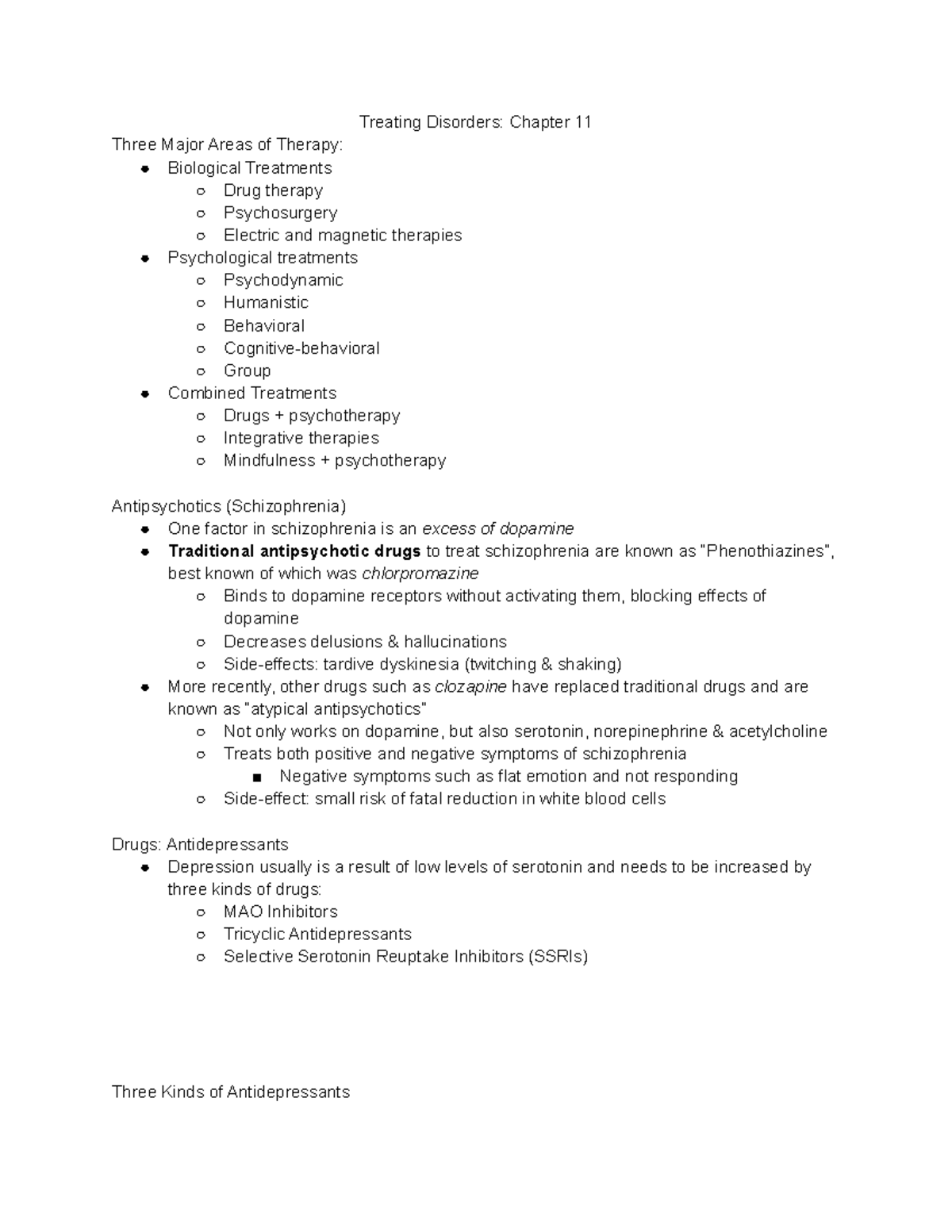 Treating Disorders - Chapter 16 - Treating Disorders: Chapter 11 Three ...