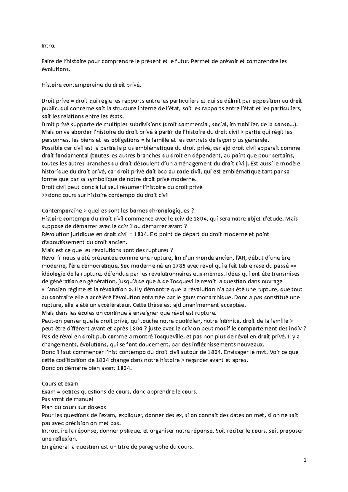 Histoire du droit privé - Intro. Faire de l’histoire pour comprendre le ...