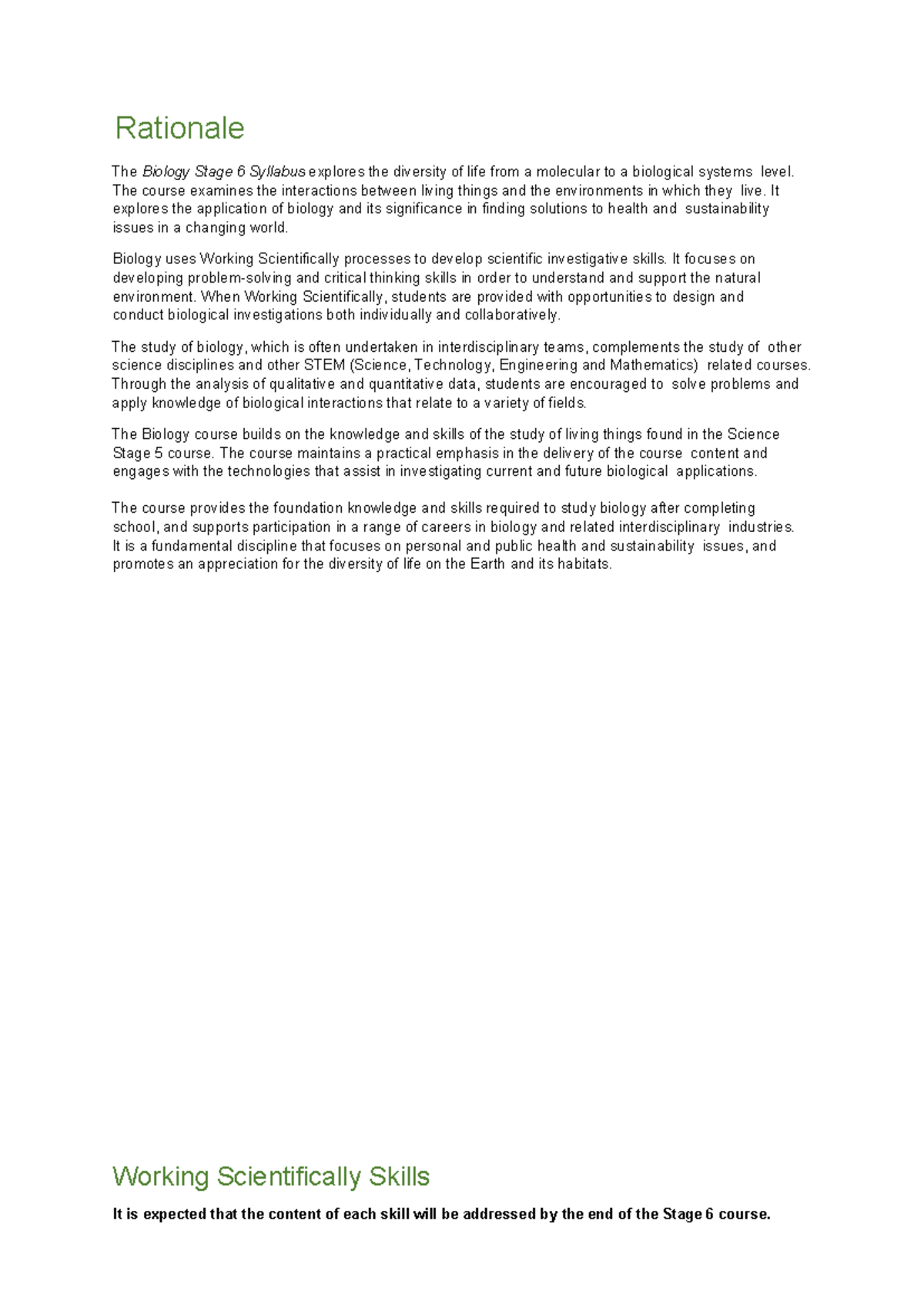 Biology Rationale - sylubs - Rationale The Biology Stage 6 Syllabus ...
