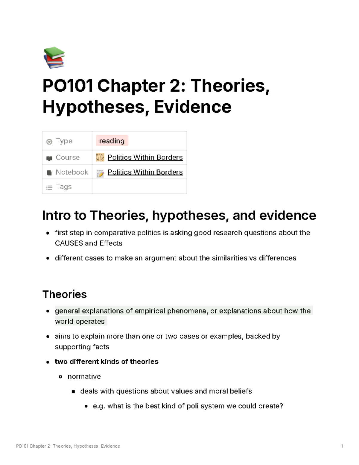 PO101 Chapter 2 Theories Hypotheses Evidence - 📚 PO101 Chapter 2: Theories, Hypotheses, Evidence ...