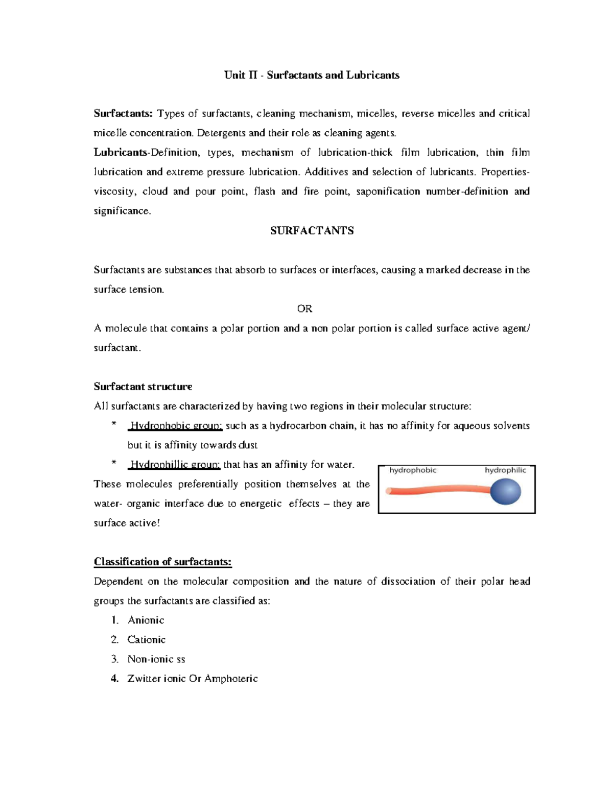 Ec 2 - Good Notes - Uni Surfactants: Types of surfactan micelle ...