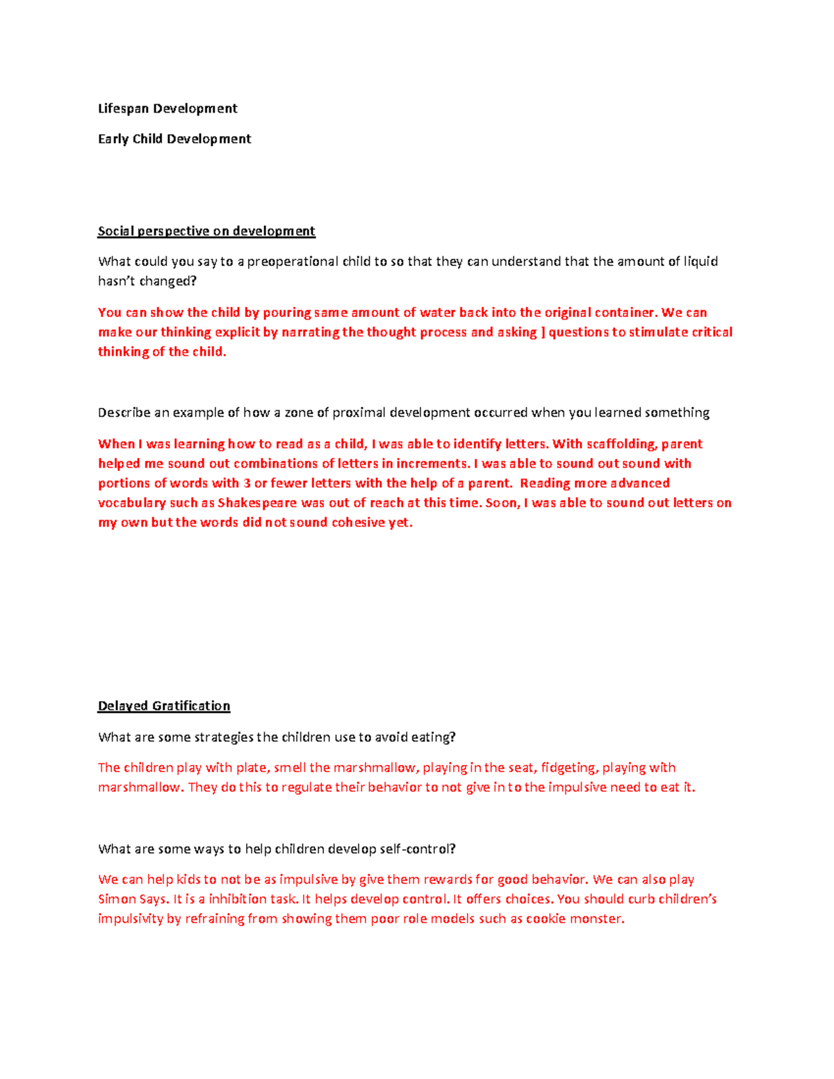 Worksheet - scaffolding and socioemotional development 22 - Lifespan ...