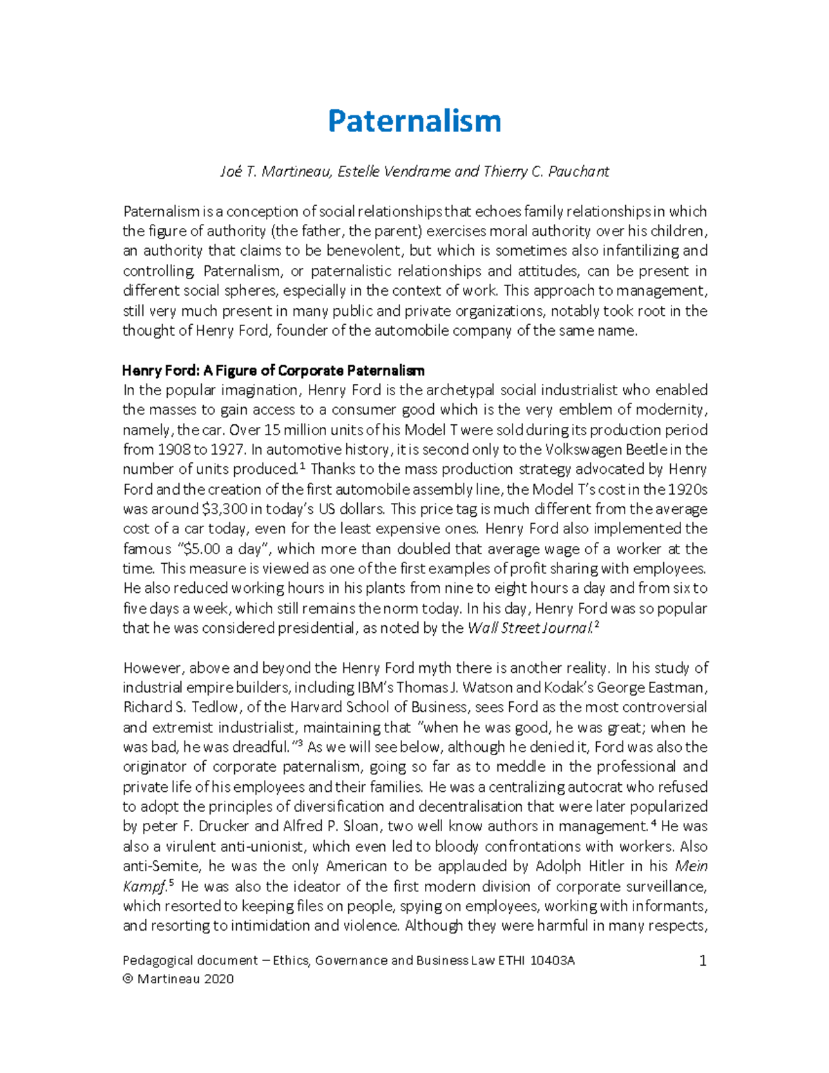 S-8 Paternalism 1 - Pedagogical document – Ethics, Governance and ...