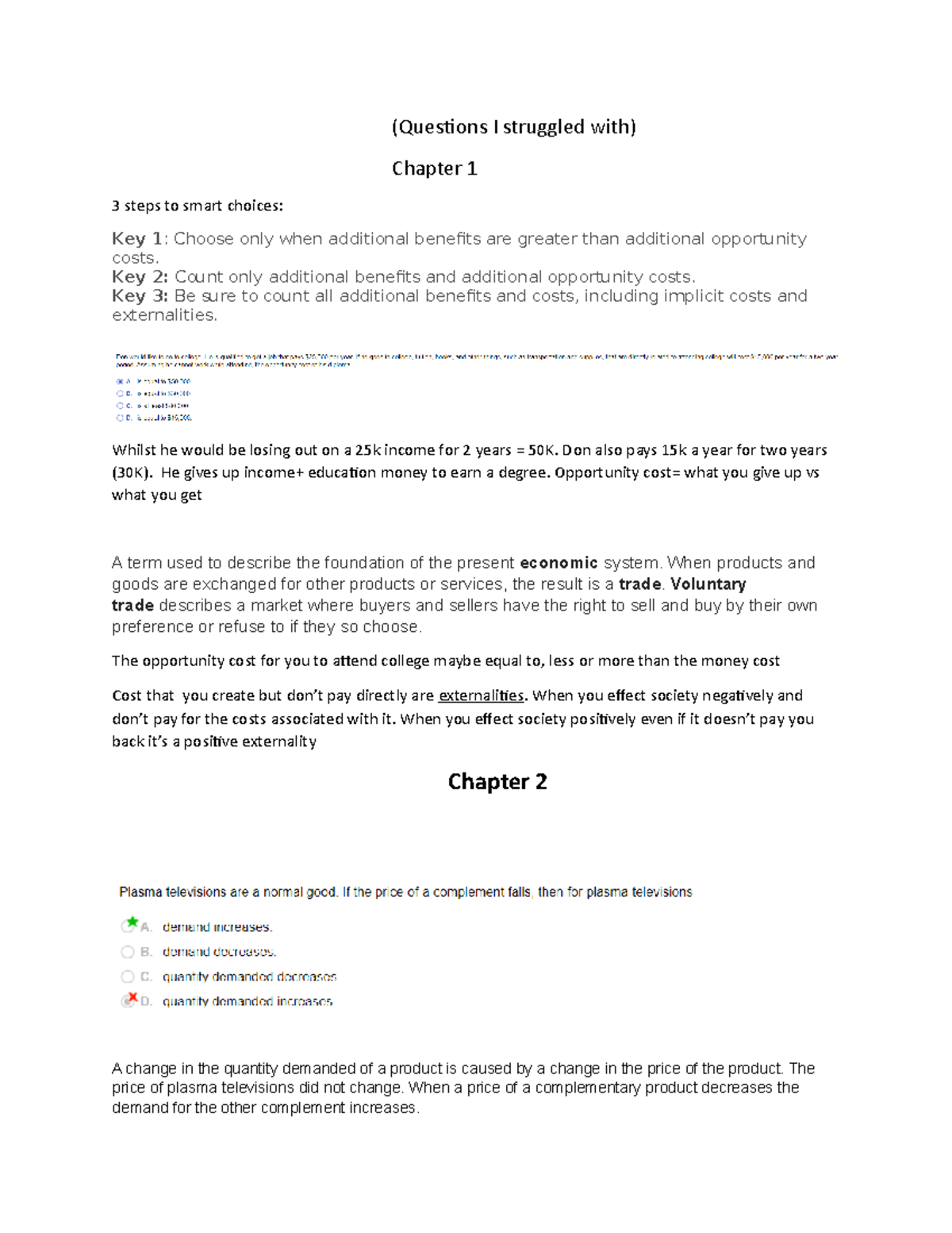 Economics Test 1 Review Sheet - (Questions I struggled with) Chapter 1 ...