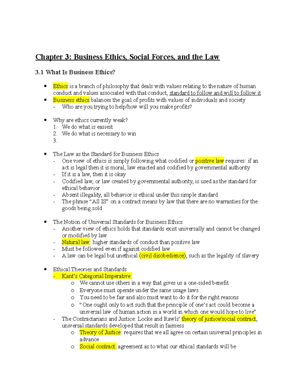 MGMT 455- Chapter 3 - Chapter 3: Business Ethics, Social Forces, and ...