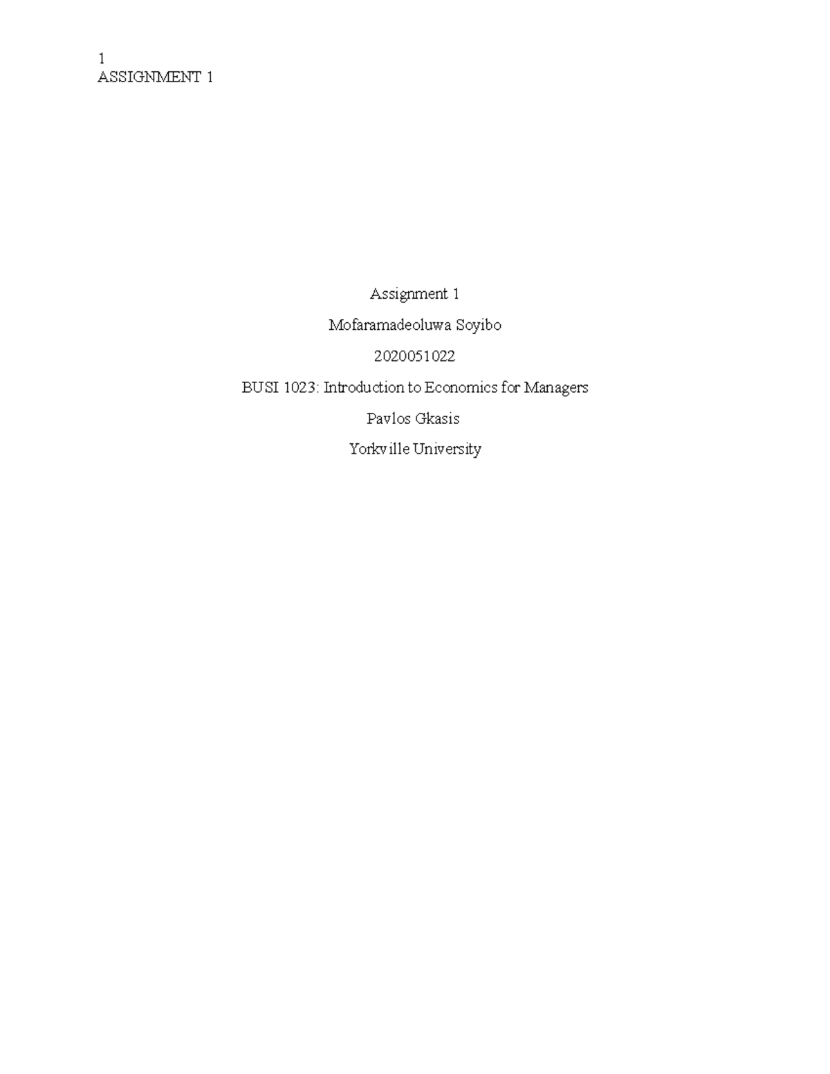 Assignement 1 - The first assignment in the course - Assignment 1 ...