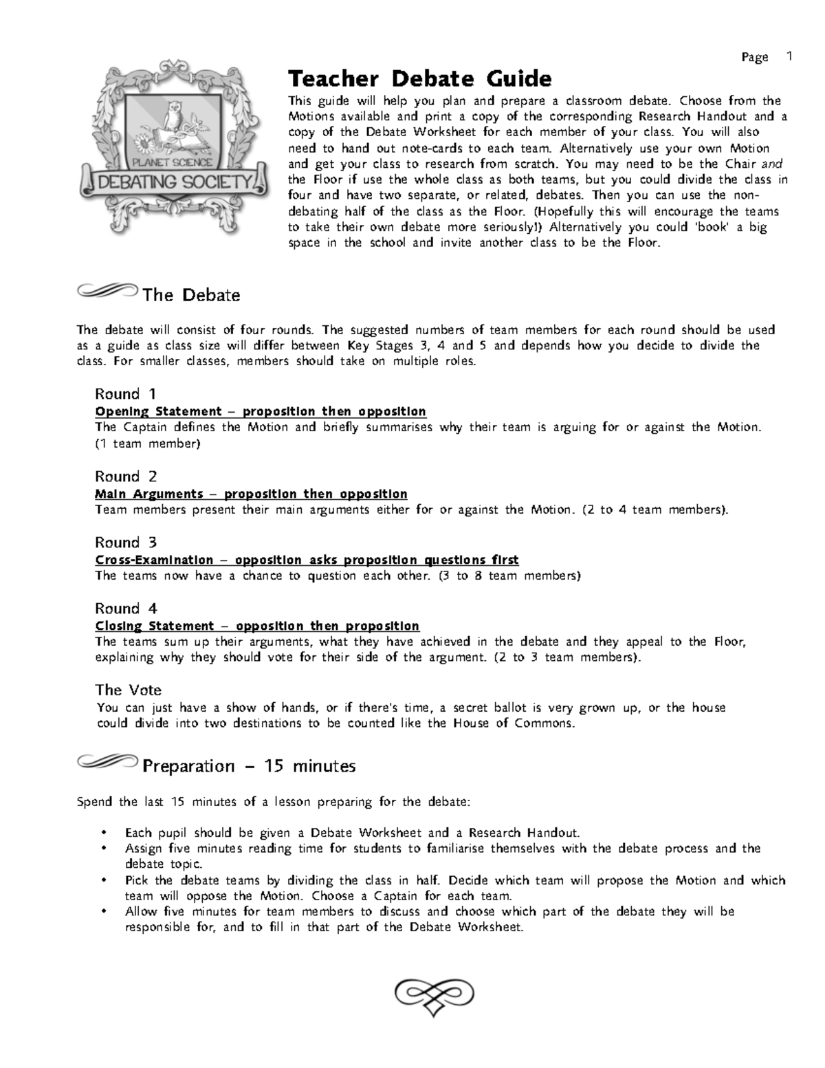 Guide in Debate - Page 1 Teacher Debate Guide This guide will help you ...