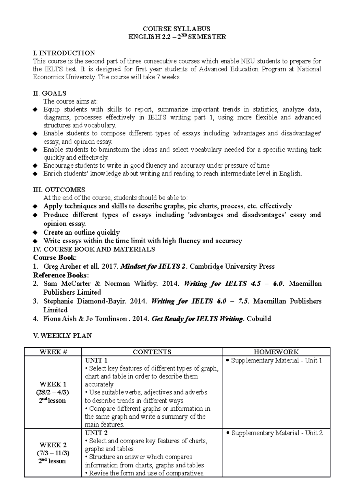 Course Syllabus 2 _ English 2 - COURSE SYLLABUS ENGLISH 2 – 2ND ...