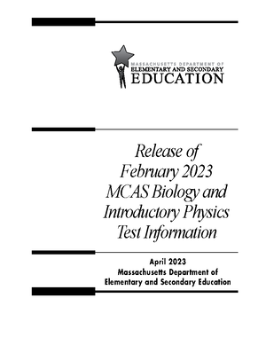 2006 Biology MCAS - Practice Materials - XVIII. Biology, Grades 9 ...