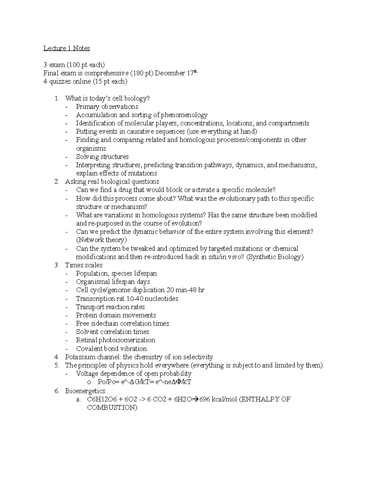 Lecture 1 Notes - Lecture 1 Notes 3 exam (100 pt each) Final exam is ...