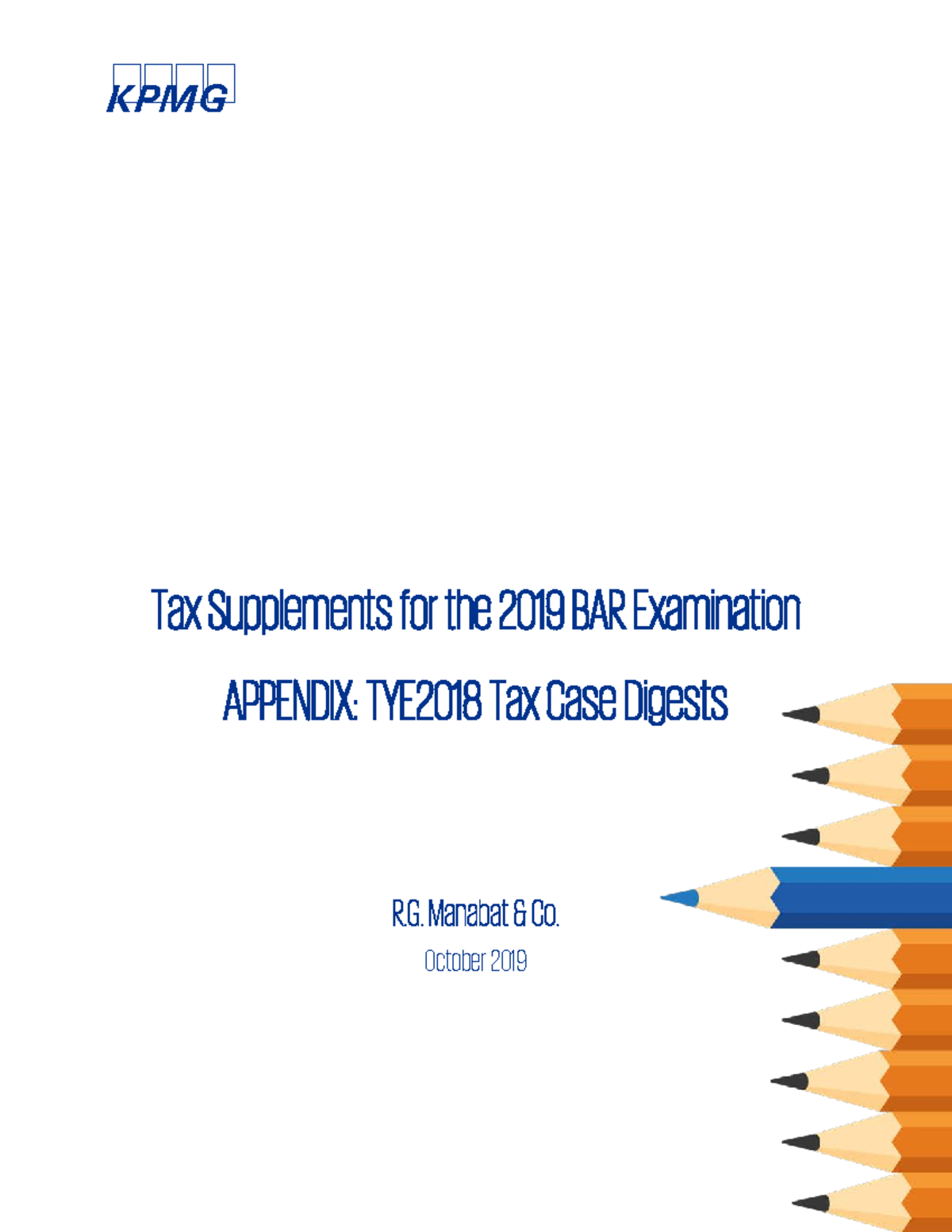 Supplement 2018 Case Digests - October 2019 - Tax Supplements for the ...