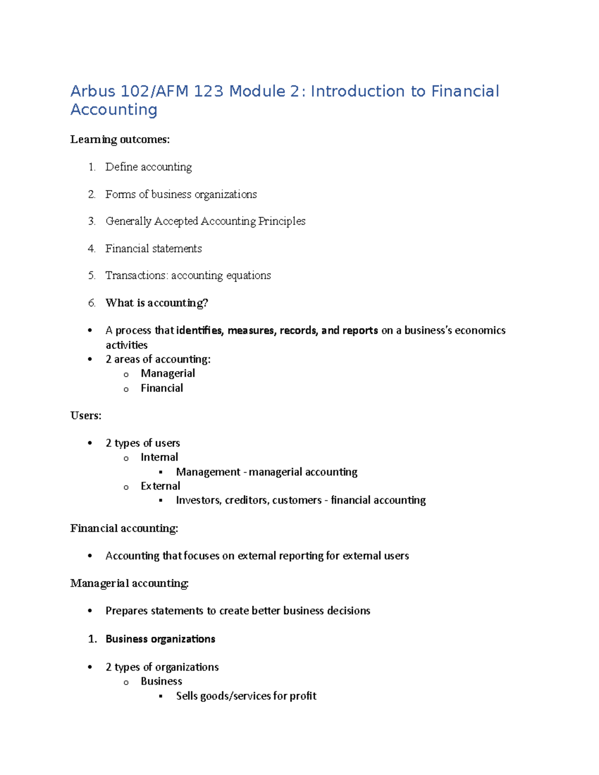 Arbus 102:AFM 123 module 2 - Arbus 102/AFM 123 Module 2: Introduction ...