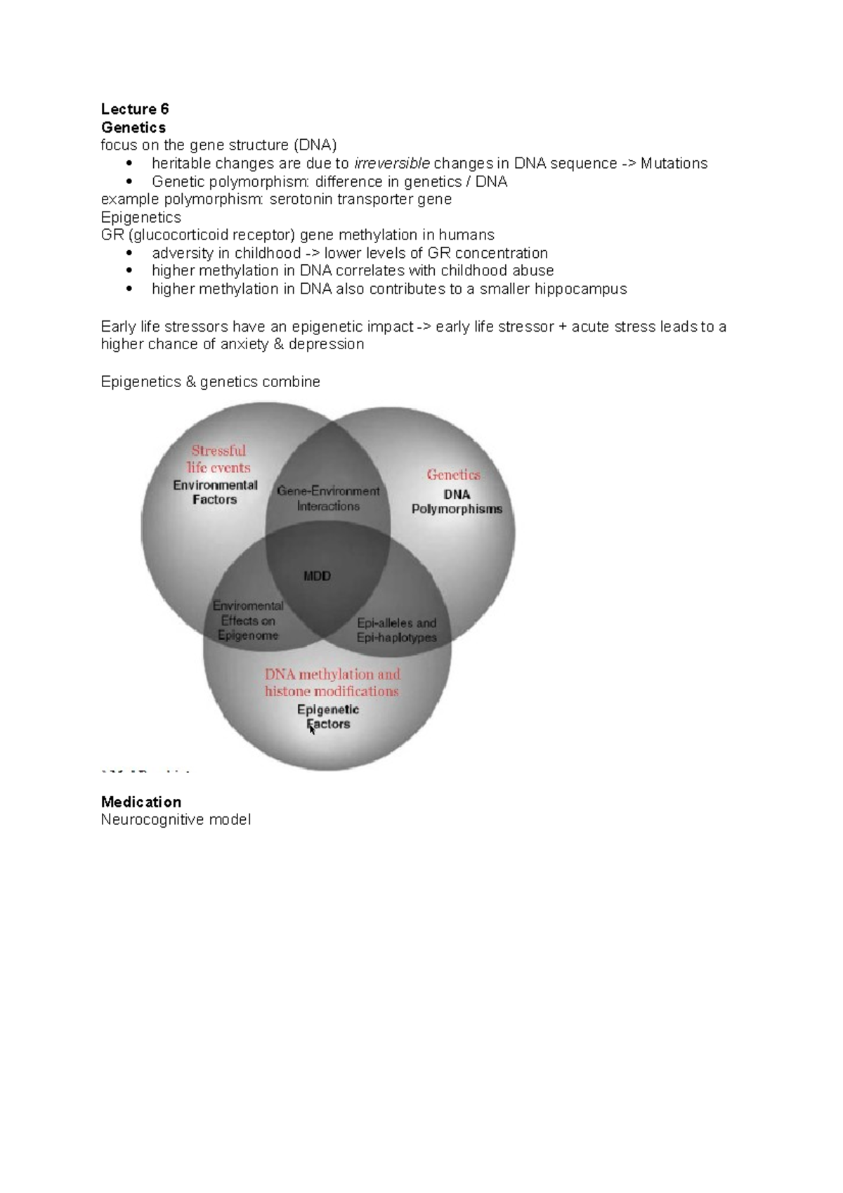 Lecture 6 Understanding Psychopathology - Lecture 6 Genetics focus on the gene structure (DNA ...