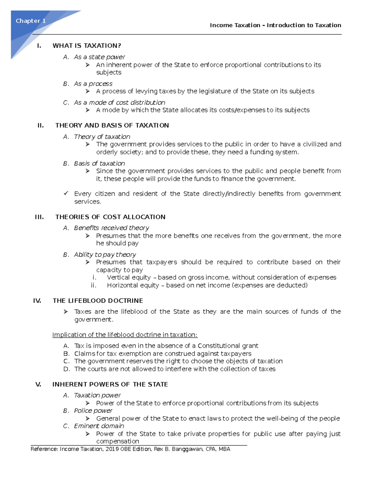 Chapter 1 taxation - Lecture notes 1 - Income Taxation – Introduction ...