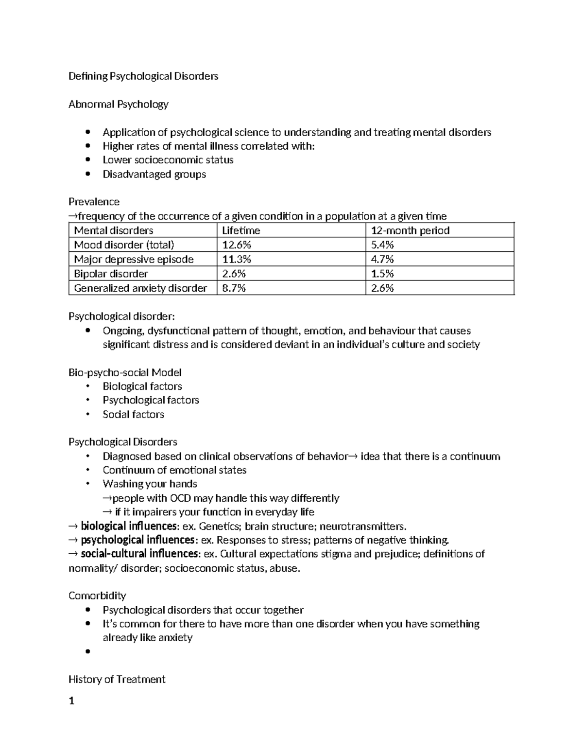 Defining Psy Disorders Notes - Defining Psychological Disorders ...