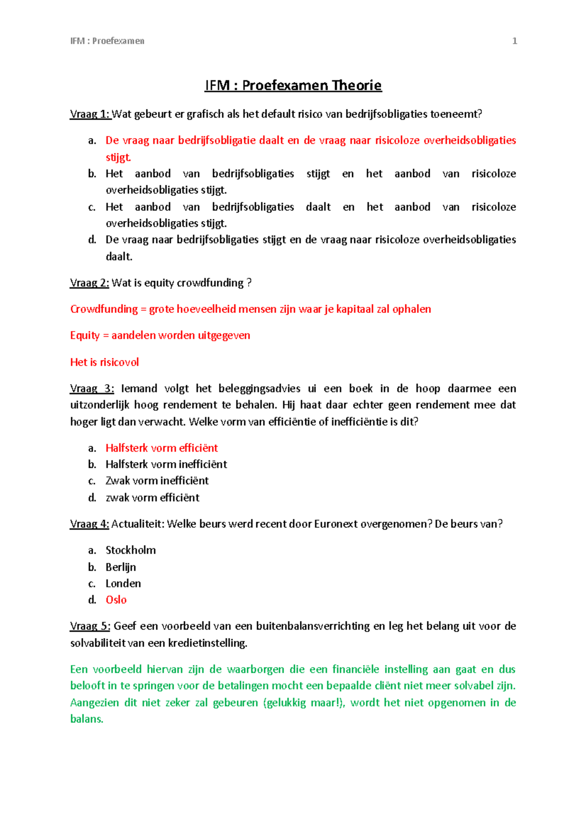 Exam 2 IFM (BAC 1) - notes - IFM : Proefexamen Theorie Vraag 1: Wat ...