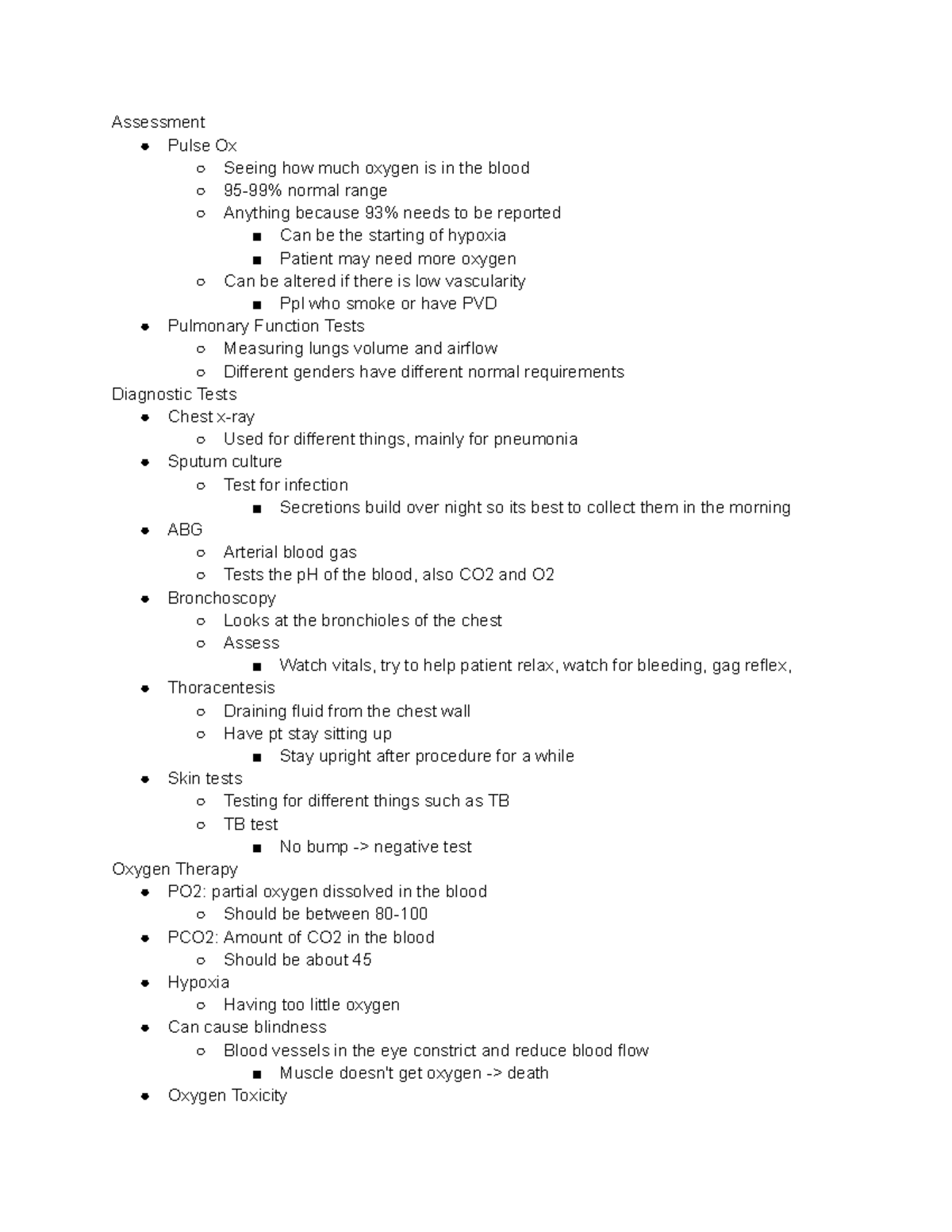 Oxygenation Lecture Outline - Assessment Pulse Ox Seeing how much ...
