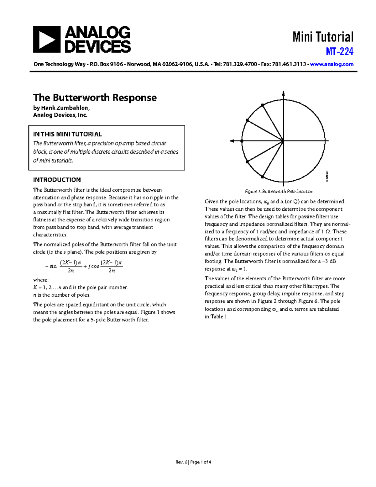 Analog Device MINI Tutorial MT-224 - Mini Tutorial MT- 224 One Technology Way • P. O. Box 9106 ...