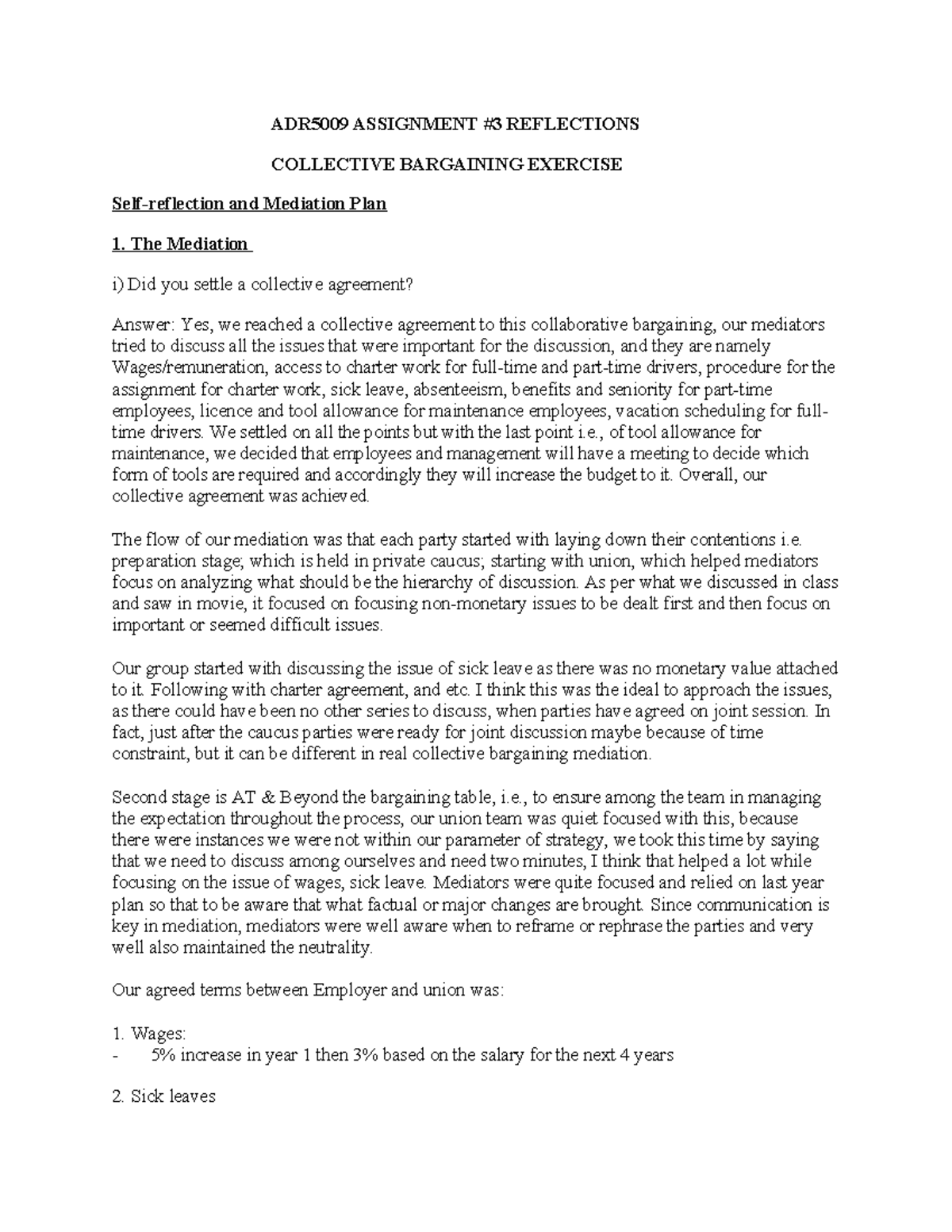 Assignment 3 - Reflection - ADR5009 ASSIGNMENT #3 REFLECTIONS ...