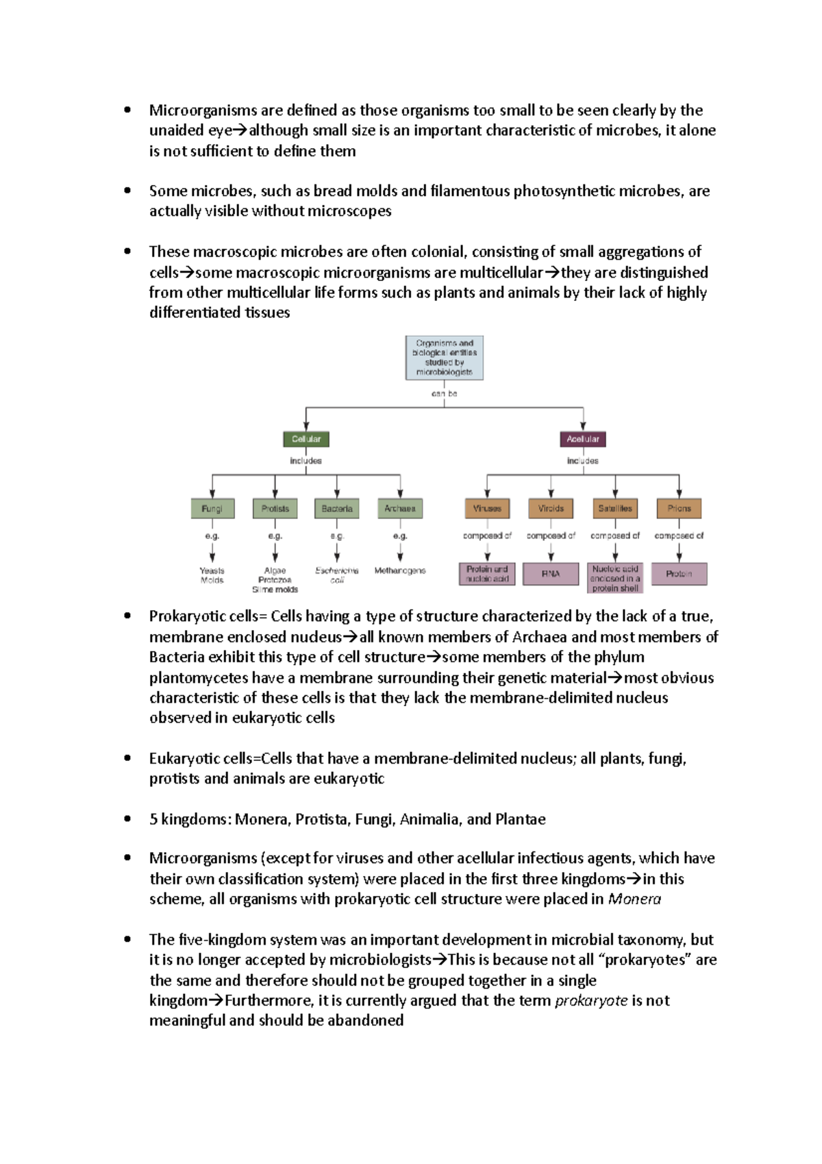 1 - Lecture notes 1 - Microorganisms are defined as those organisms too ...