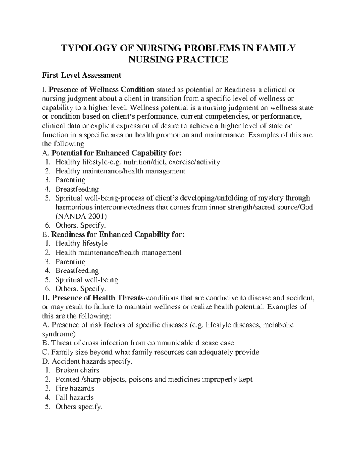 Typology OF Nursing Problems IN Family Nursing Practice - TYPOLOGY OF ...