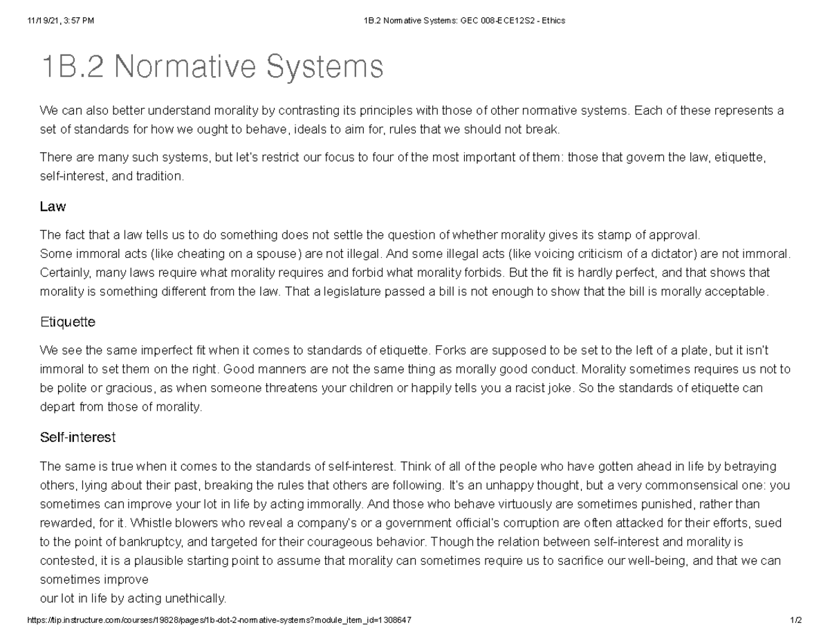 GEC008-1B.2 Normative Systems - Ethics - TIP - Studocu
