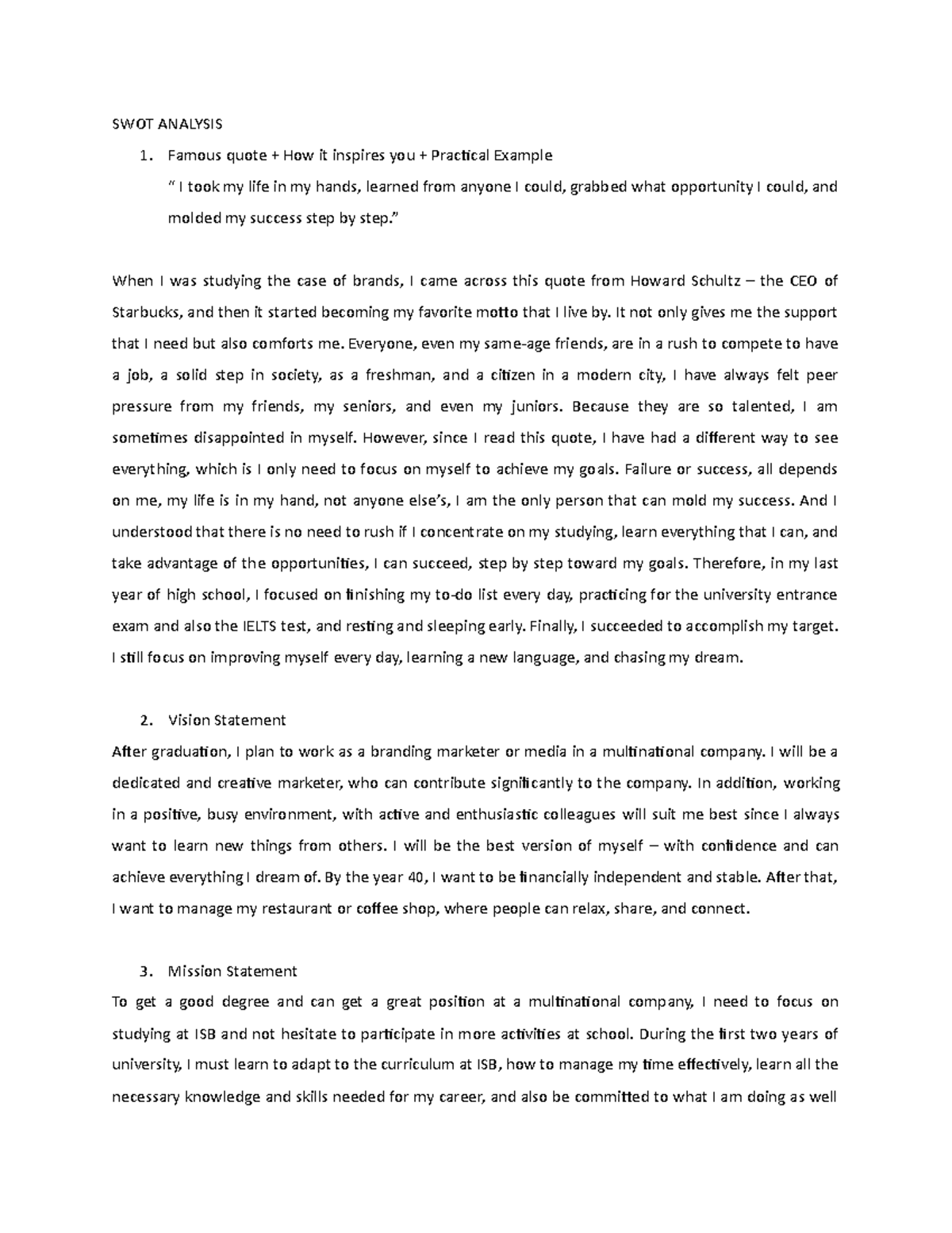 SWOT Analysis - SWOT ANALYSIS Famous quote + How it inspires you ...