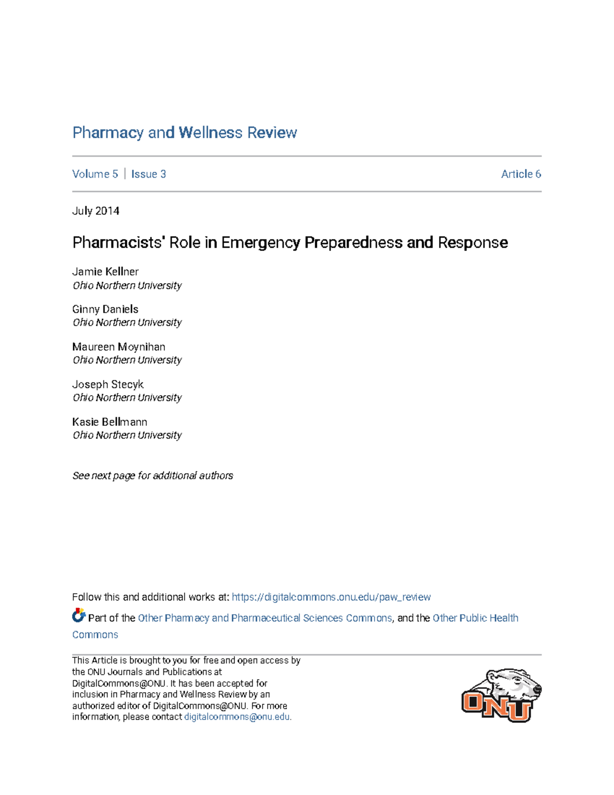 Pharmacists Role in Emergency Preparedness and Response - Pharmacy and ...