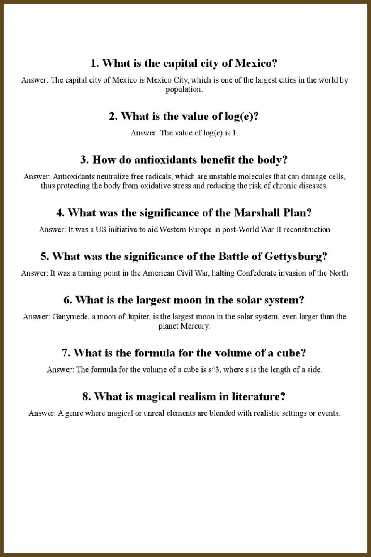 Educational Arts Document 4599390 - 1. What is the capital city of ...
