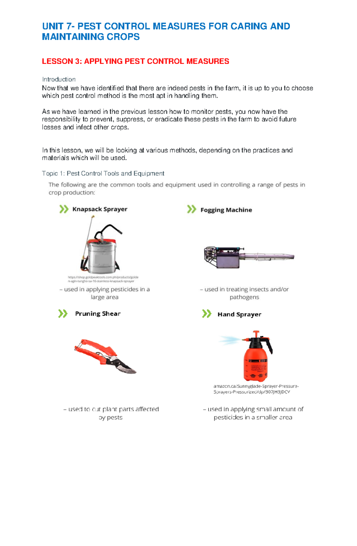UNIT 7 Lesson 3 Applying PEST Control Measures - UNIT 7- PEST CONTROL ...