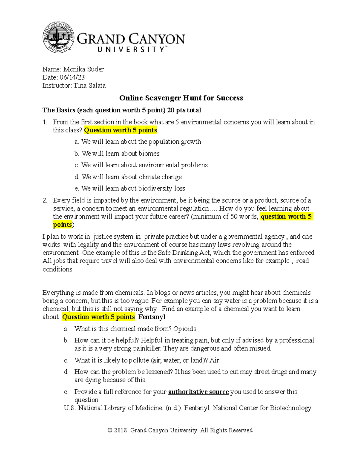 BIO-220-RS-Online Scavenger Hunt For Success Resource - PSY-102 - GCU ...