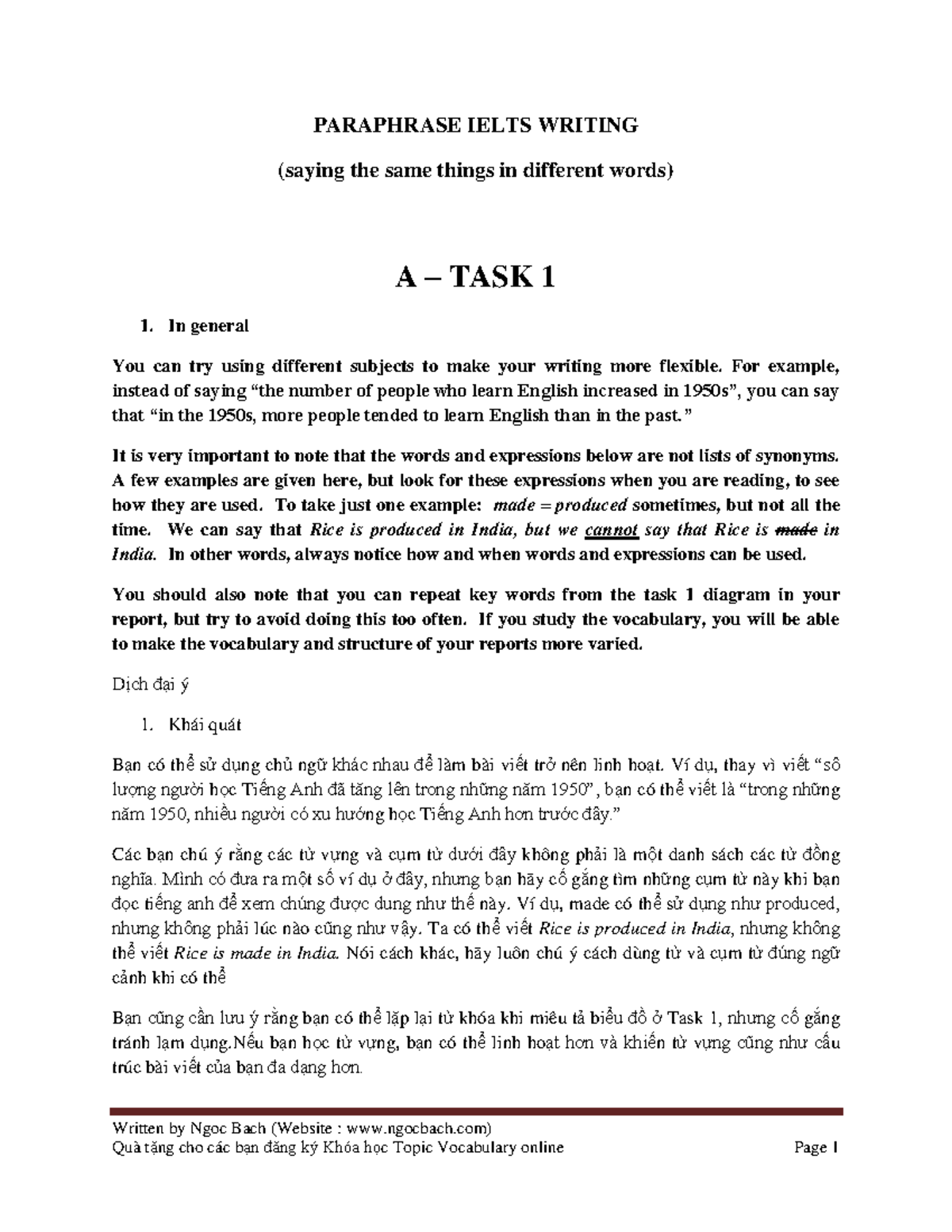 Paraphrase BOOK BY Ngocbach 2018 - Written by Ngoc Bach (Website ...