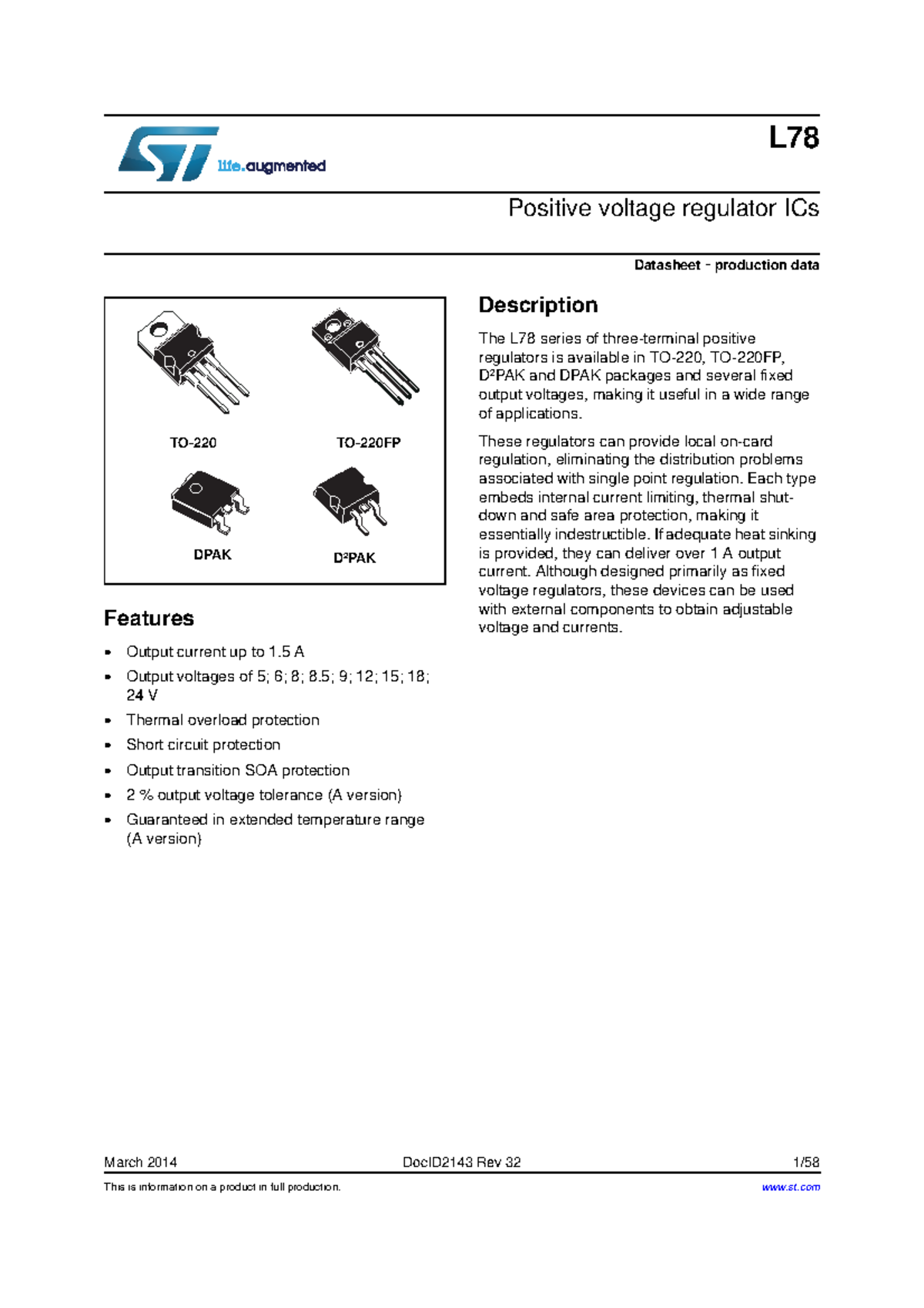 LM7809 datasheet - This is information on a product in full production ...