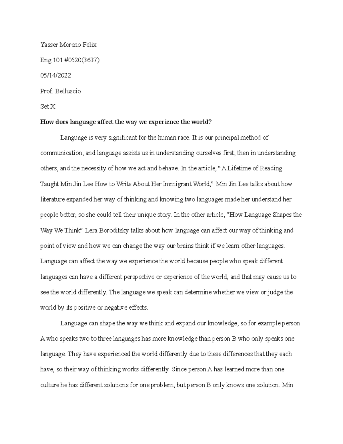 ENG Final Essay - How does language affects the way we think as a whole ...