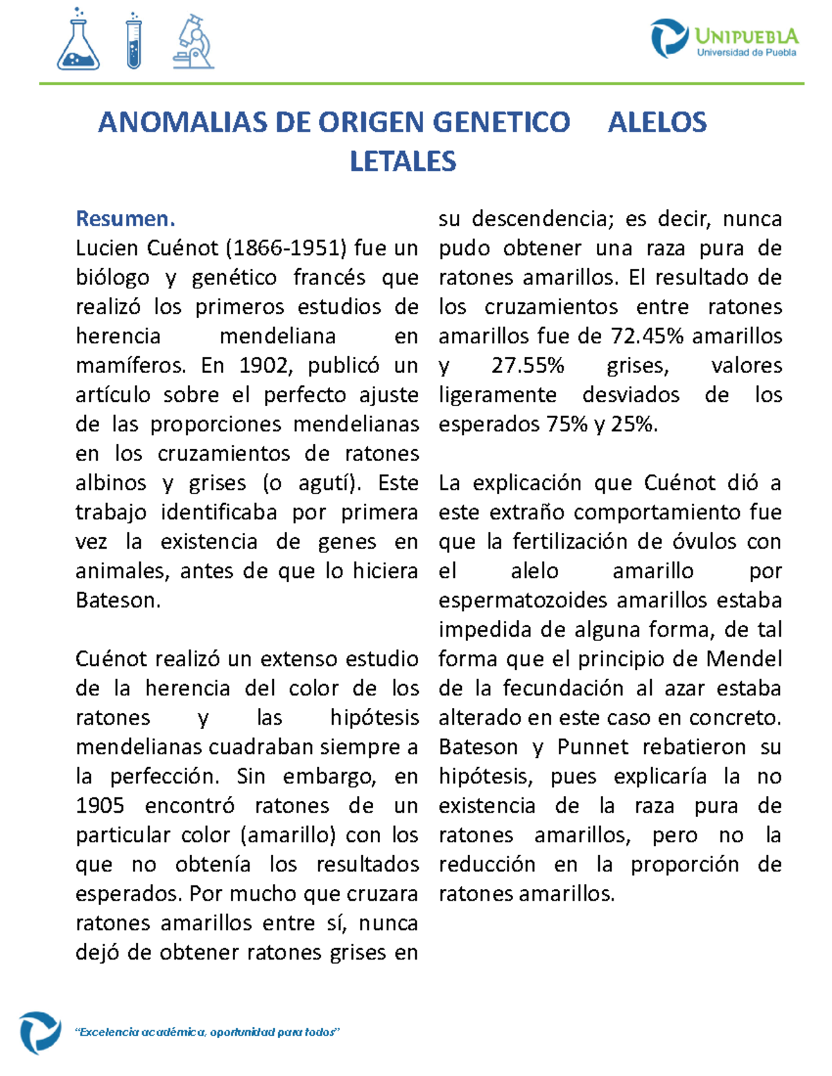 Alelos Letales articulo - ANOMALIAS DE ORIGEN GENETICO ALELOS LETALES ...