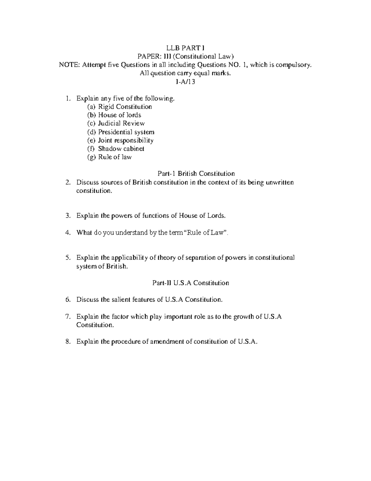 Constitutional Law Past Papers - PAPER: III (Constitutional Law) NOTE ...