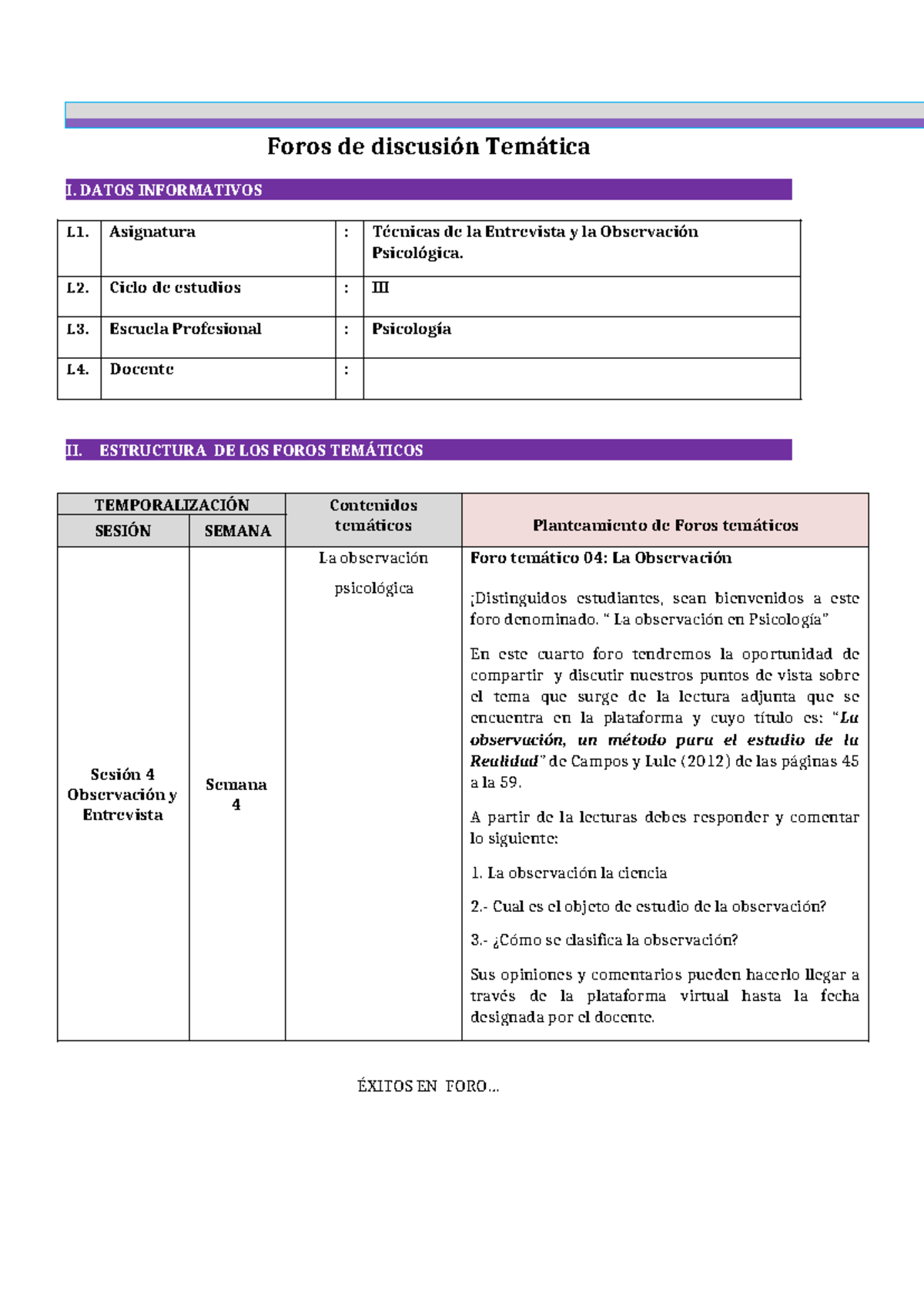Foro Observacion 4 - Tagged - Foros de discusión Temática I. DATOS ...