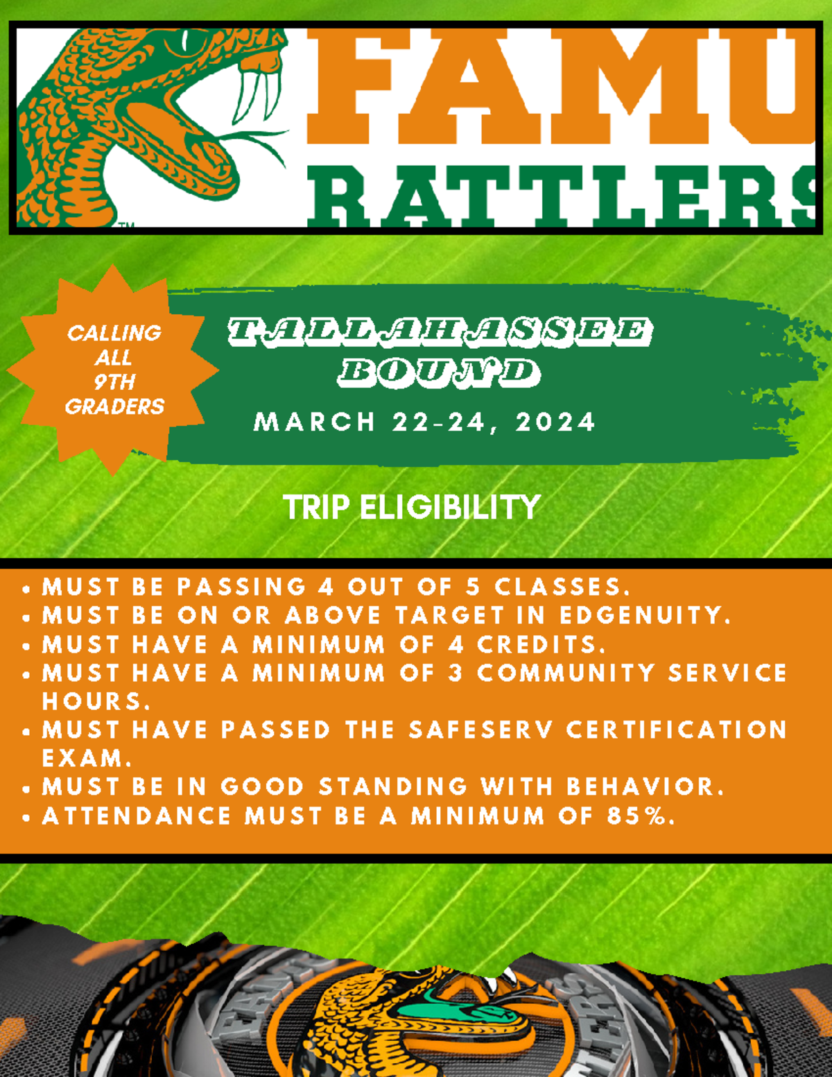 FAMU TRIP 2024 - CALLING ALL 9TH GRADERS TRIP ELIGIBILITY TALLAHASSEE ...