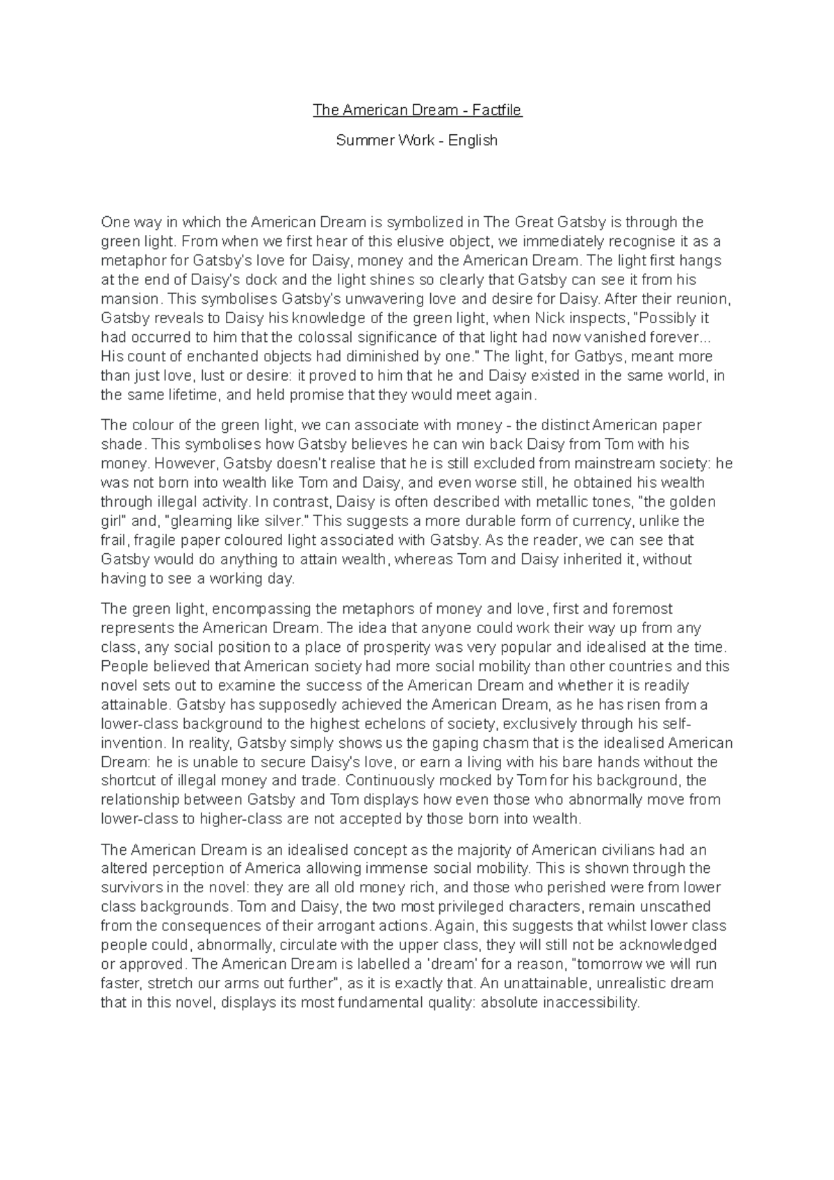 The American Dream - From when we first hear of this elusive object, we ...