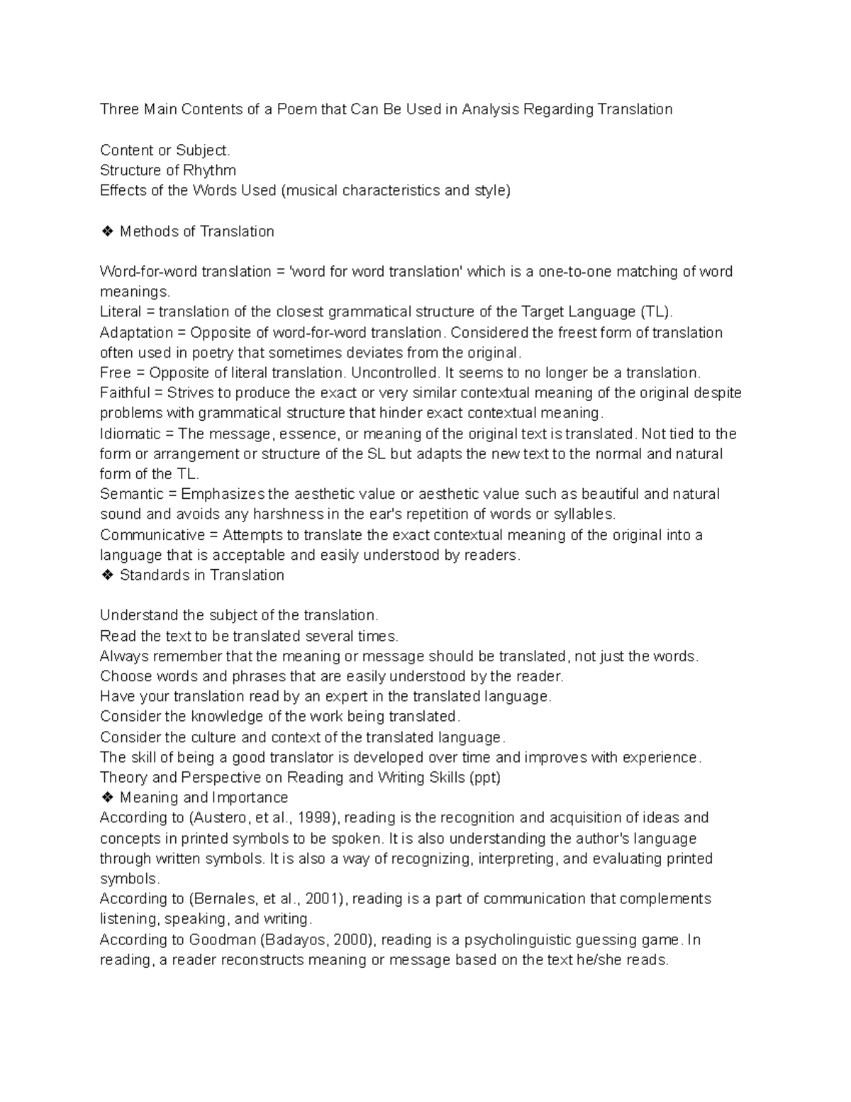 Subject of translation - Three Main Contents of a Poem that Can Be Used ...