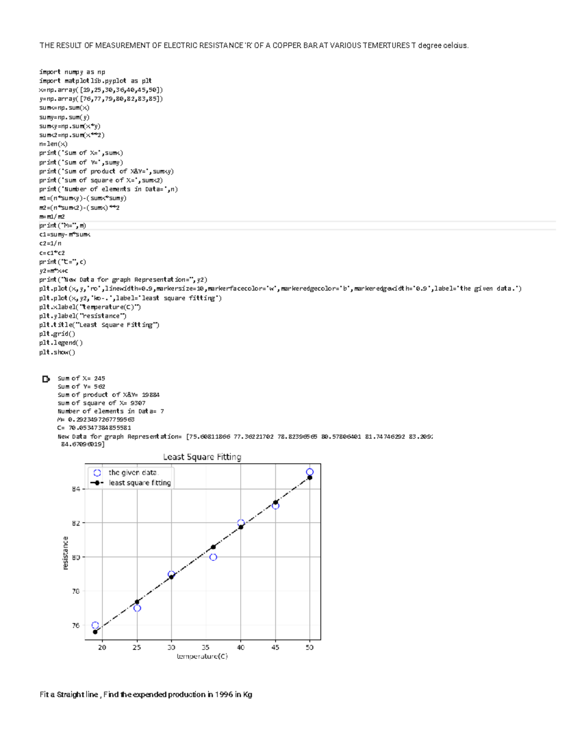 Linear, Polynomial, Exponential.ipynb - Colaboratory - THE RESULT OF MEASUREMENT OF ELECTRIC ...