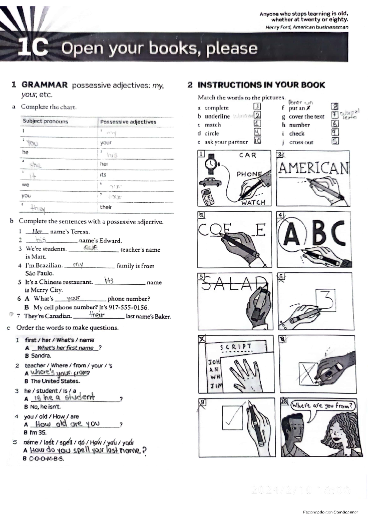 Workbook 1c - Ingles I - Studocu