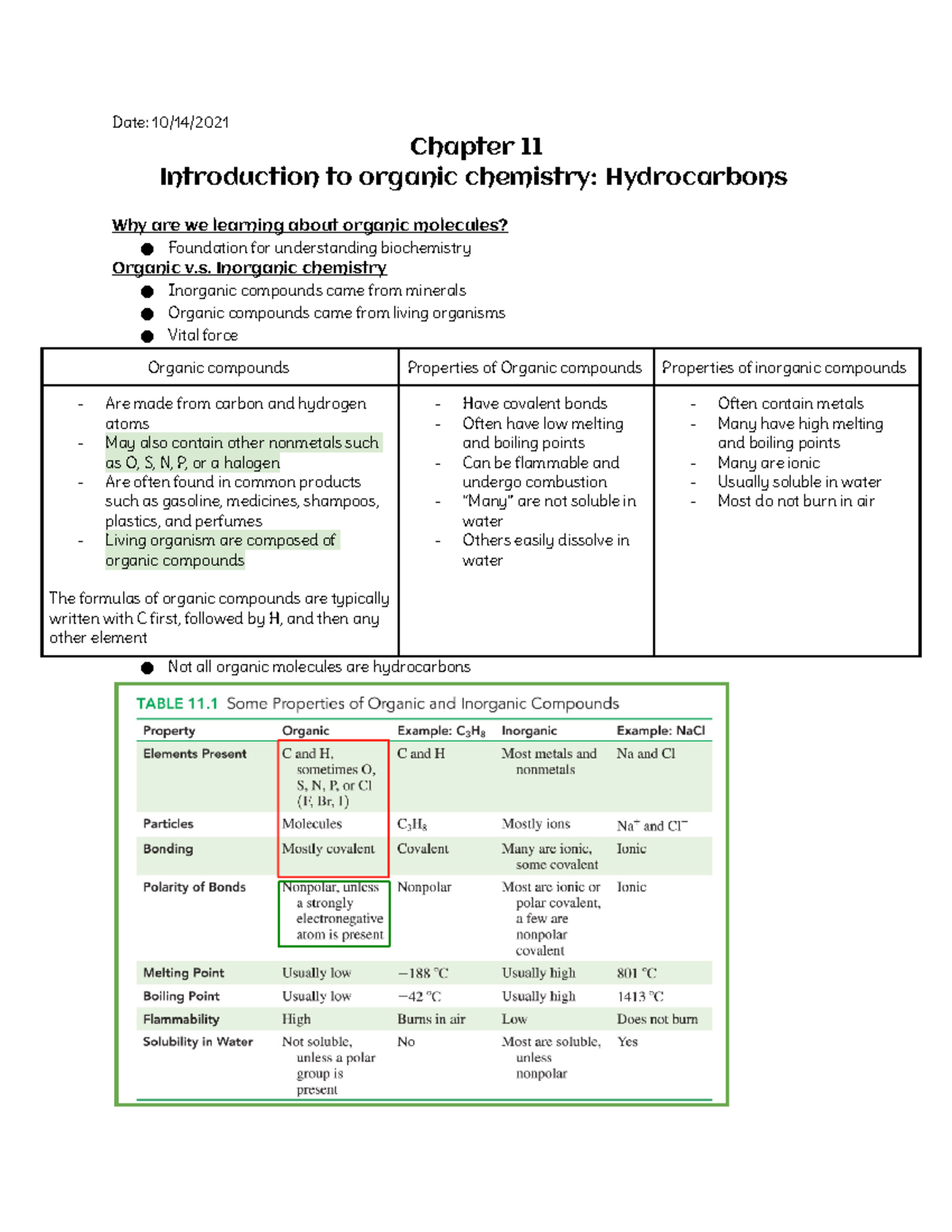 Chapter 11: Introduction to organic chemistry: Hydrocarbons - Date: 10 ...