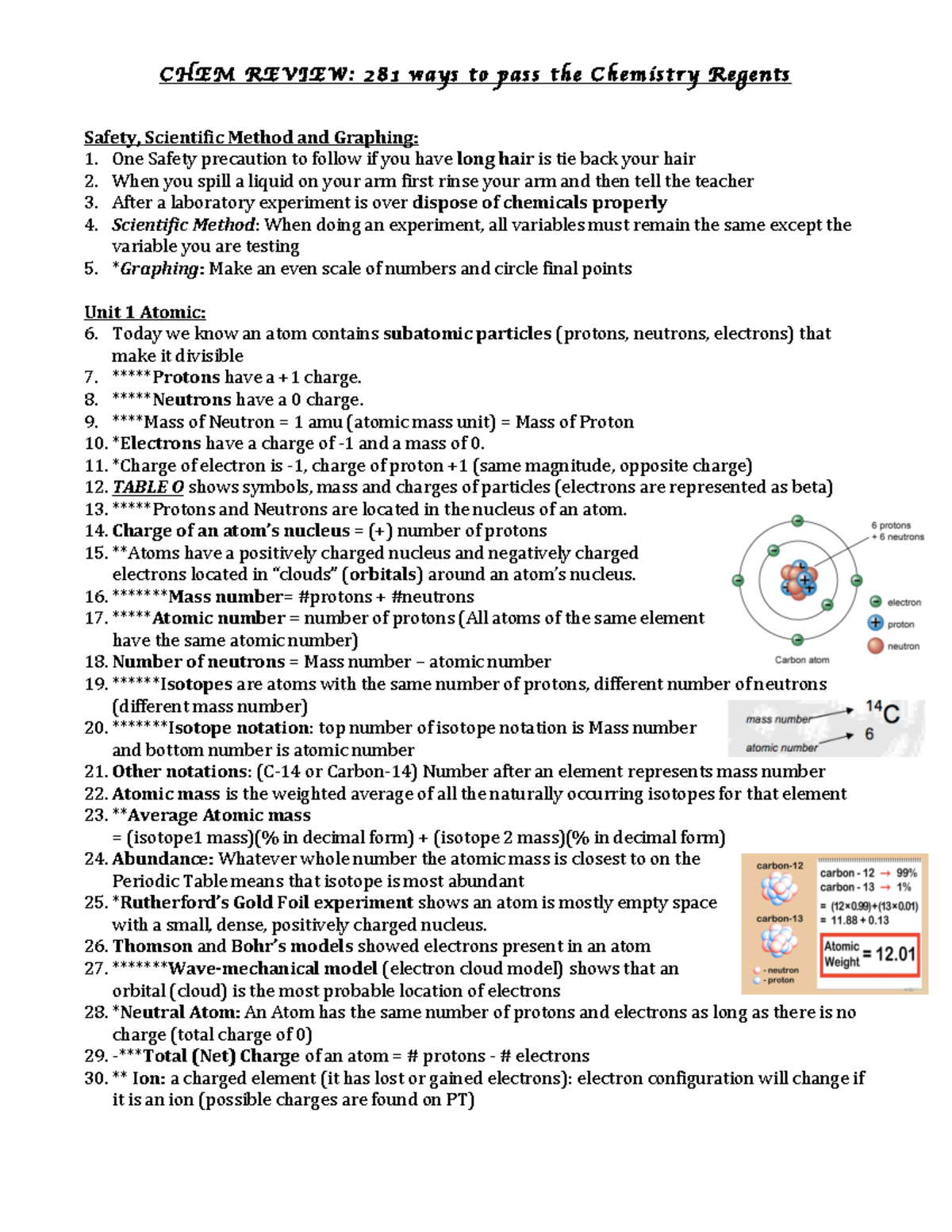 281 ways to pass the chem regents - Safety, Scientific Method and ...