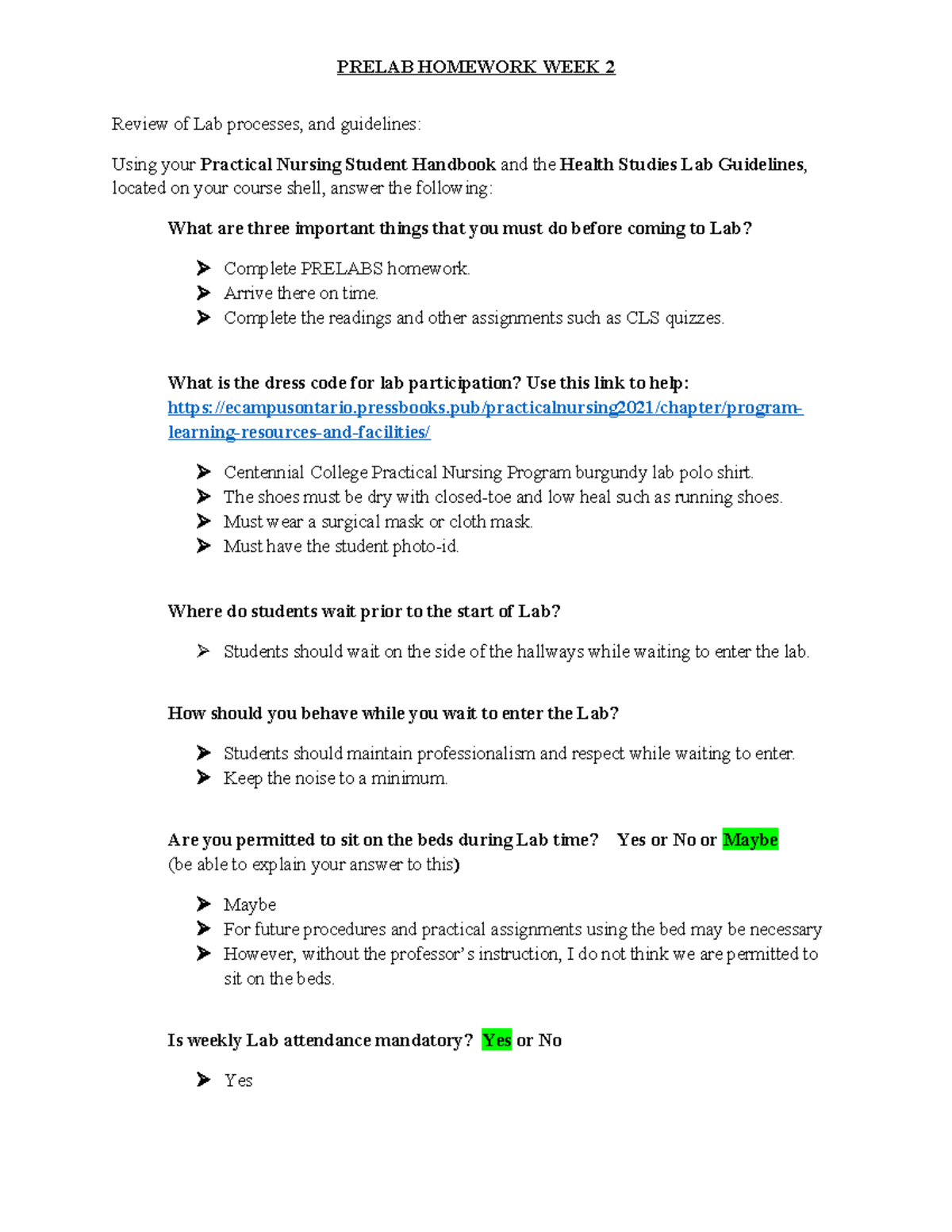 Week 2 Prelab Homework.S23 - completed-1 - Review of Lab processes, and guidelines: Using your ...