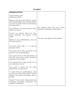 Final Script - Notes - These are foundational guidelines and beliefs ...