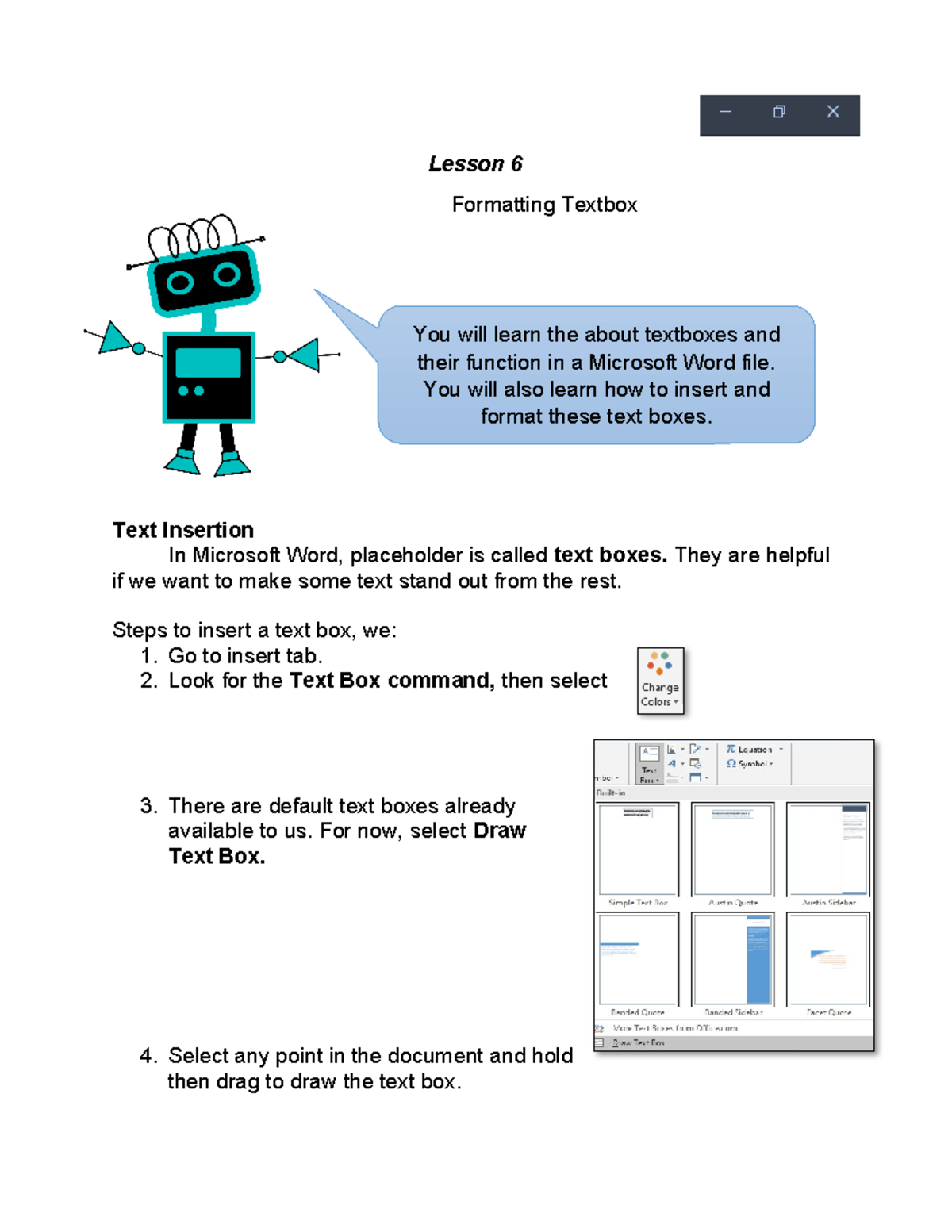Grade-2-Formatting-Textbox - Lesson 6 Formatting Textbox Text Insertion ...