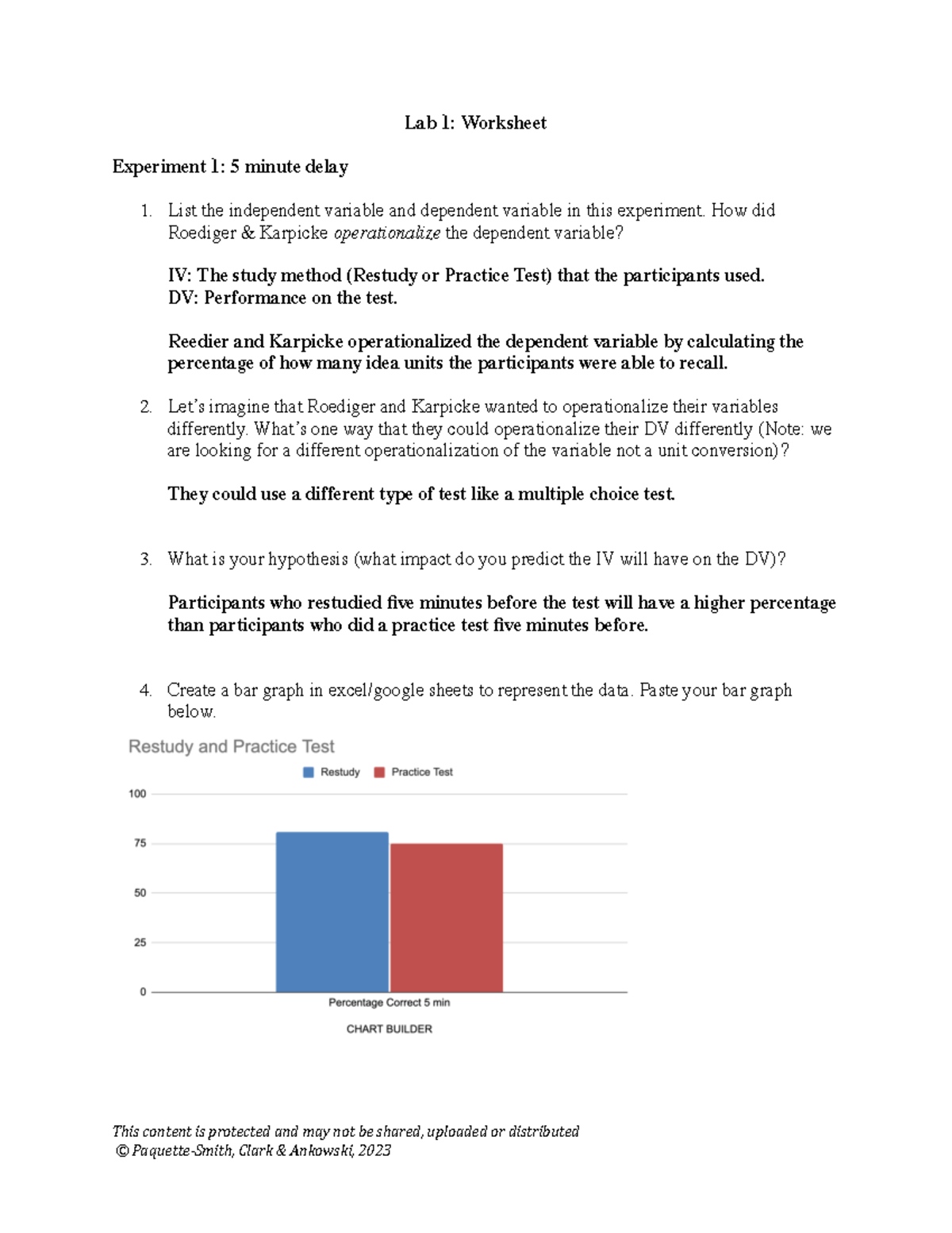 Lab 1 Worksheet - Lab 1: Worksheet Experiment 1: 5 minute delay 1. List ...