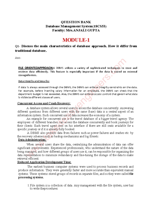 V Sem BCA QUESTION BANK 2021 - MANGALORE UNIVERSITY COMPUTER SCIENCE ...