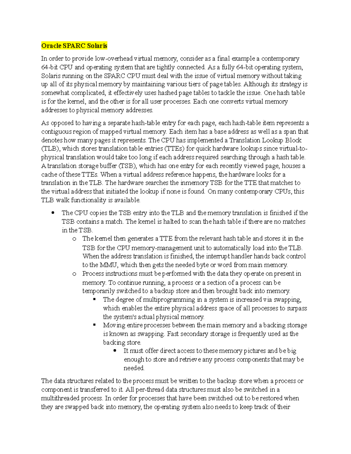 Oracle Sparc Solaris Oracle Sparc Solaris In Order To Provide Low Overhead Virtual Memory 9046